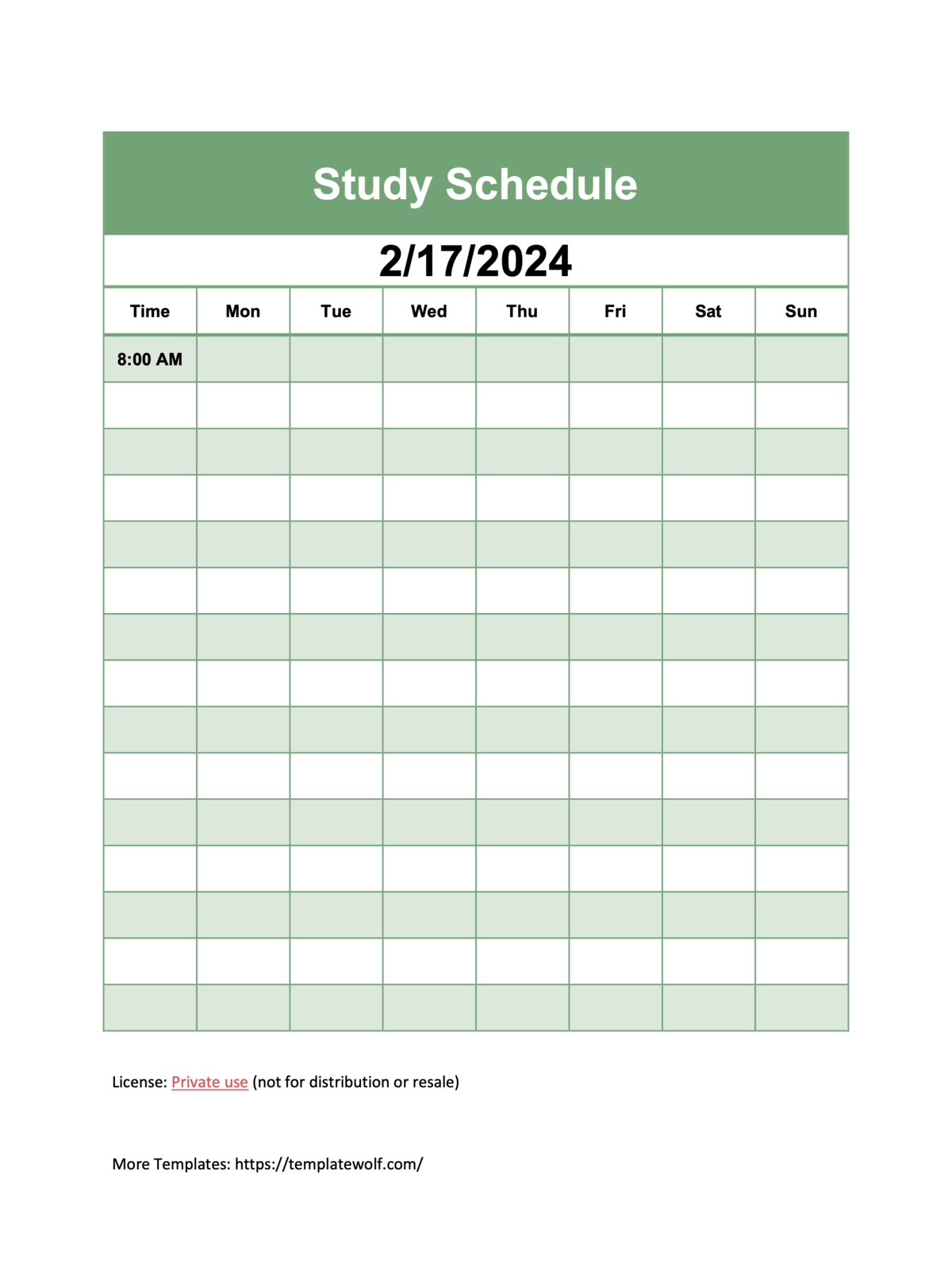 5 Free Printable Study Schedule Templates (Word and Excel) - TemplateWolf
