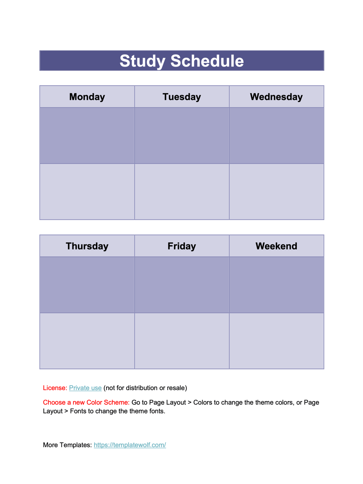 5 Free Printable Study Schedule Templates (Word and Excel) - TemplateWolf