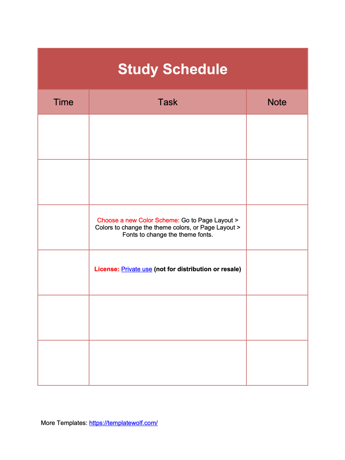 5 Free Printable Study Schedule Templates (Word and Excel) - TemplateWolf